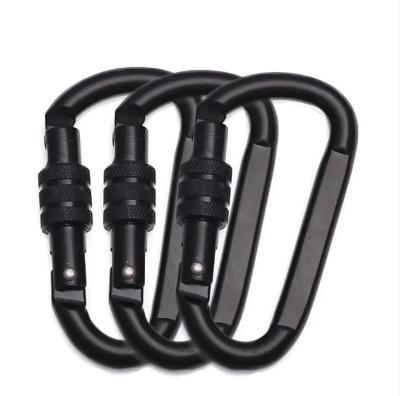 China Polished Finish D Hook Aluminum Carabiner for Hammock in Black OEM Accepted for sale