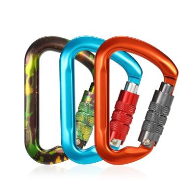 China Customized Logo and Color Aluminum D Shape Climbing Snap Hook 30KN for Outdoor Sports for sale