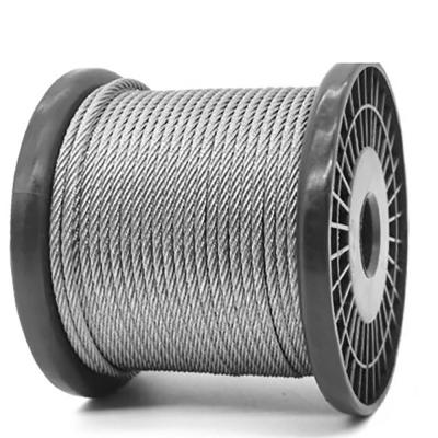 China Galvanized Steel Wire Rope Cable 1mm 1.5mm 1.2mm 3mm 6x7 IWS Sliver Galvanized Finish for sale