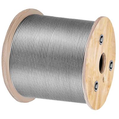 China 1x19 Type 316 Stainless Steel Construction ASTM A 475 High Tensile Galvanized 7 Wire 0.33mm Steel Strand Galvanized Steel Cable for sale