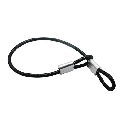 China Black or Customization Short Wire Rope Lanyard Lock Security Cable for Outdoor Gates 4mm Vinyl Coated Stainless Steel for sale