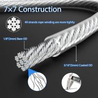 China 7x7 / 7x19 Construction PVC Coated Wire Rope with 1/8