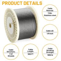 China Polished 7x19 SUS 304/316 Stainless Steel Wire Rope for Marine and Construction for sale