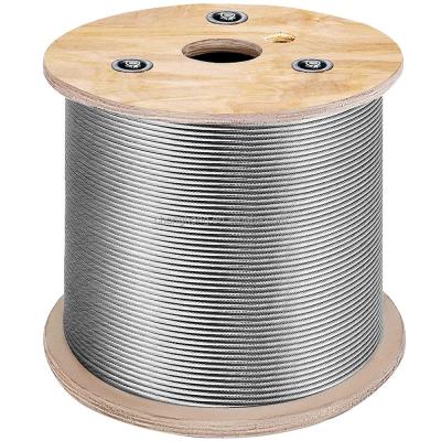 China Type 316 Stainless Steel Cable Ropes for Deck Rails Hardware 250FT T316 Aircraft Cable 7x7/1x19/7x19 Wire Rope for sale