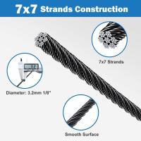 China Cable Railing Kit Hardware T316 Aircraft Cable 7x7 Strand 500ft 1/8