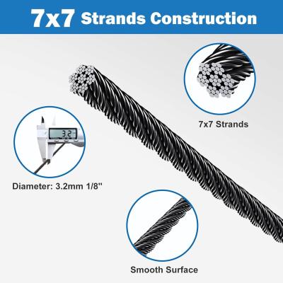 China Cable Railing Kit Hardware T316 Aircraft Cable 7x7 Strand 500ft 1/8