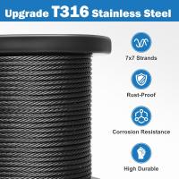 China PVC Coated Carbon Steel Wire Rope with 7x7 / 7x19 Construction and 1/8