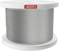 China 500FT Aircraft Steel Wire Rope SS Cable 7x7 For Deck Railing Kits Hardware 1/8
