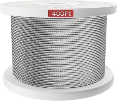 China 500FT Aircraft Steel Wire Rope SS Cable 7x7 For Deck Railing Kits Hardware 1/8
