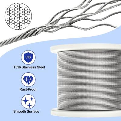 China OEM 1/16-3/32 Wire Cable Galvanized Wire Rope with Clear Plastic Coating 150 ft 45.72 meters Steel Cable Coil Outdoors for sale