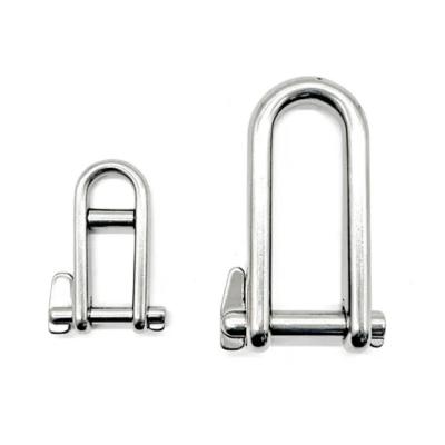 China 304 / 316 Marine Grade Stainless Steel Key Safety Pin Halyard D Dee Shackle with Bar for Lifting for sale