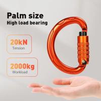 China Wholesale 20kN Outdoor Carabiner Clip Customized Logo and Color Aluminum Rock Round Shaped Auto-Lock Carabiner for sale