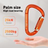 China Factory Wholesale Auto Lock 25kN Aluminum Alloy D-Shape Snap Hook Carabiner for Climbing for sale