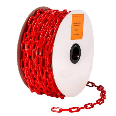 China 6mm Plastic Chain Red Plastic Chain Links Safety Traffic Plastic PE Link Chain for sale