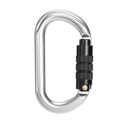 China 25kN Aluminum Alloy O Shape Self-Locking Outdoor Climbing Safety Carabiner for sale