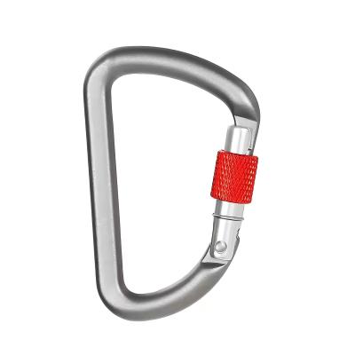 China D-Shaped Climbing Aluminum Carabiner 6kN D Ring Key Rings Clips Locking Carabiner for Camping for sale