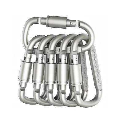 China Custom Laser Engraved Logo D Shape Snap Hook Carabiner Clip Aluminum Carabiner Hooks for Outdoor Accessories for sale