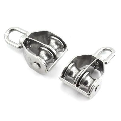 China Stainless Steel 304 316 Wire Rope Rolling Pulley Single Reel or Double Reel for sale