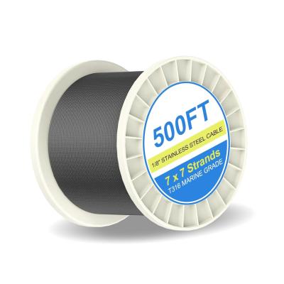 China Wire Rope In Stock 1/8 Inch Stainless Steel Aircraft Cable 500 Ft 7x7 Strands Wire Rope for Construction for sale