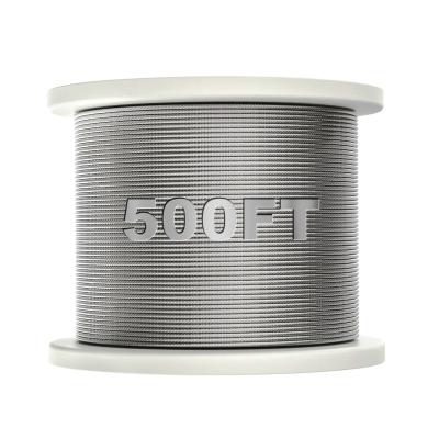 China 7x7 500 Feet T 316 Marine Grade Cable 1/8 Stainless Steel Aircraft Wire Rope for Deck Cable Railing Kit for sale