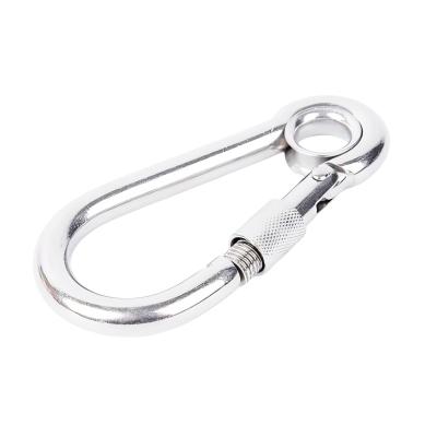 China DIN5299 Spring Carabiner Stainless Steel Screw Snap Hook Locking Rock Climbing Carabiner Clips with Eye for sale