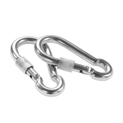 China 316 Stainless Steel Screw Lock Carabiner Hooks Heavy Duty Carabiner Spring Snap Hook with Screw Lock for sale