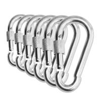 China 316 Stainless Steel Screw Lock Carabiner Hooks Heavy Duty Carabiner Spring Snap Hook with Screw Lock for sale