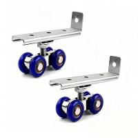 China 4-Wheel Metal Sliding Track Pocket Door Roller Wheel Set Hanger Ball Bearing Pulley Kit for Wardrobe Closet Barn Door for sale