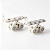 China 4-Wheel Metal Sliding Track Pocket Door Roller Wheel Set Hanger Ball Bearing Pulley Kit for Wardrobe Closet Barn Door for sale