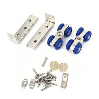 China 4-Wheel Metal Sliding Track Pocket Door Roller Wheel Set Hanger Ball Bearing Pulley Kit for Wardrobe Closet Barn Door for sale