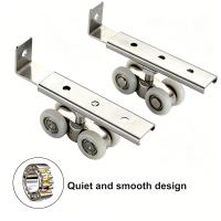 China 4-Wheel Metal Sliding Track Pocket Door Roller Wheel Set Hanger Ball Bearing Pulley Kit for Wardrobe Closet Barn Door for sale