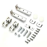 China 4-Wheel Metal Sliding Track Pocket Door Roller Wheel Set Hanger Ball Bearing Pulley Kit for Wardrobe Closet Barn Door for sale