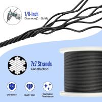 China 7x7 Strands Construction 304 Stainless Steel Black Vinyl Coated Wire Rope and Steel Cable for DIY Deck Railings for sale
