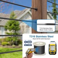 China 3/16 Black T316 Stainless Steel Wire Rope 250 ft 7x19 Aircraft Cable 3700 lbs Breaking Strength for Zipline Deck Railing for sale