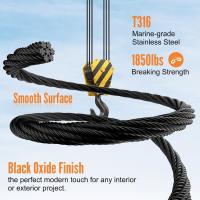 China 3/16 Black T316 Stainless Steel Wire Rope 250 ft 7x19 Aircraft Cable 3700 lbs Breaking Strength for Zipline Deck Railing for sale