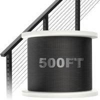 China 3/16 Black T316 Stainless Steel Wire Rope 250 ft 7x19 Aircraft Cable 3700 lbs Breaking Strength for Zipline Deck Railing for sale