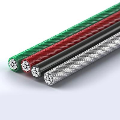 China Carbon Steel Galvanized PVC Coated Wire Rope 7x7 / 7x19 Construction Aircraft Cable for Big Projects for sale