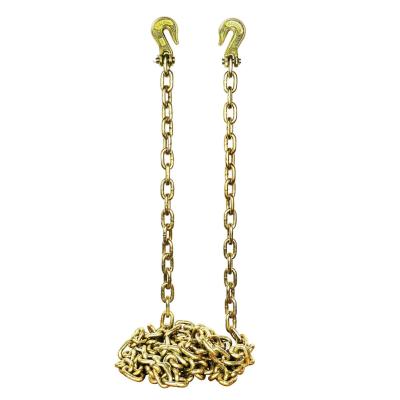 China G70 Chain 1/2''x20'x11300lbs Yellow Plated G70 Transport Chain with Clevis Hook for Towing Truck Binding Accessories for sale
