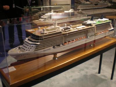 China Large Exhibition Wooden Cruise Ship Models , Celebrity Solstice Model With Print Logo for sale