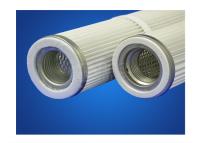 China 5um,0.5um,0.2um,2um，Threaded Spunbond Pleated Dust Filter Cartridge With Stainless Steel Cover for sale