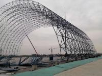 China Large-span arched prefabricated steel structure coal shed for bulk coal storage and handling for sale