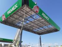 China Modern Design Q235/Q355 Steel Space Frame Structure for Prefabricated Assembly Petrol Station Canopy for sale