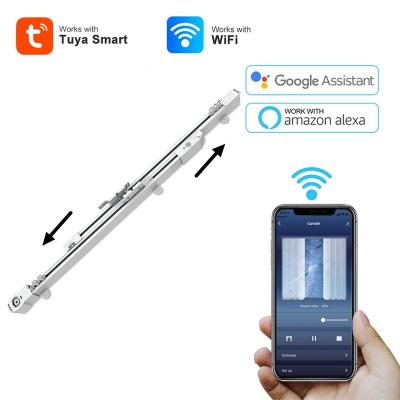 China Motorized Adjustable Telescopic Curtain Rod Track Remote Tuya Wifi App Control for sale