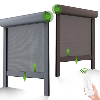 China Smart Waterproof Electric Outdoor Roller Blind With Zipper Track for sale