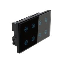 China 250V Smart Light Switch Wall Remote Control 8 Gang Touch Panel Switch UK EU Gold White Black for sale