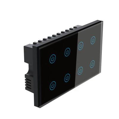 China 250V Smart Light Switch Wall Remote Control 8 Gang Touch Panel Switch UK EU Gold White Black for sale
