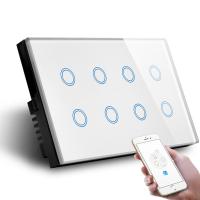 China 8 Gang Smart Switch Wifi Smart Wall Touch Light Glass Panel OEM Tuya for sale