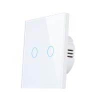 China 2 Gang WiFi RF Smart Switch UK 2400W Glass Touch Light Switch for sale