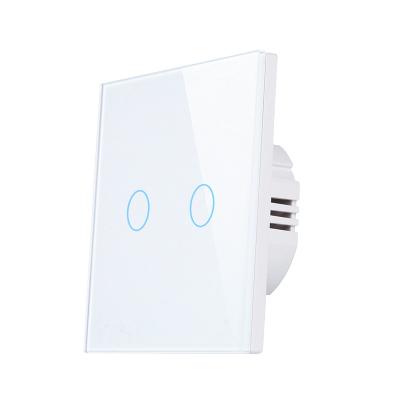 China 2 Gang WiFi RF Smart Switch UK 2400W Glass Touch Light Switch for sale