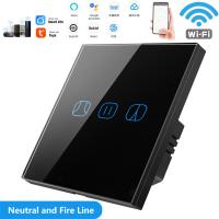 China 2 Gang WiFi RF Smart Switch 50Hz Remote Control Touch Curtain roller shutter Blinds Switch for sale